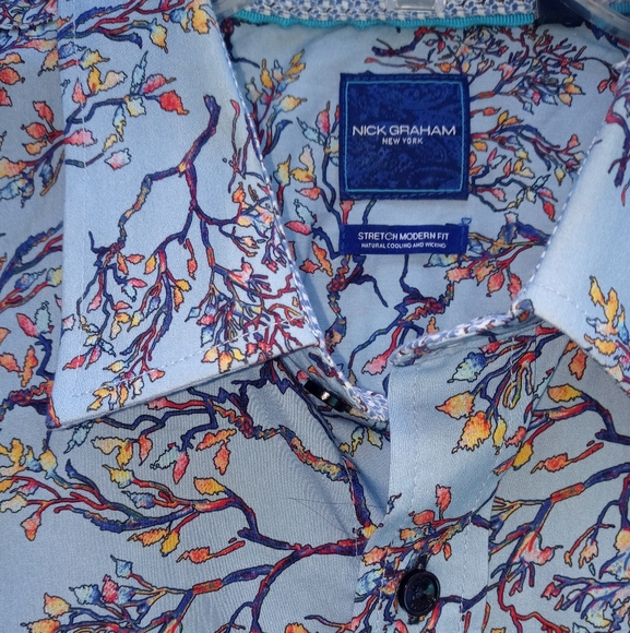Nick Graham | Shirts | Nick Graham Dress Shirt Stretch Modern Fit Xl Blue | Poshmark